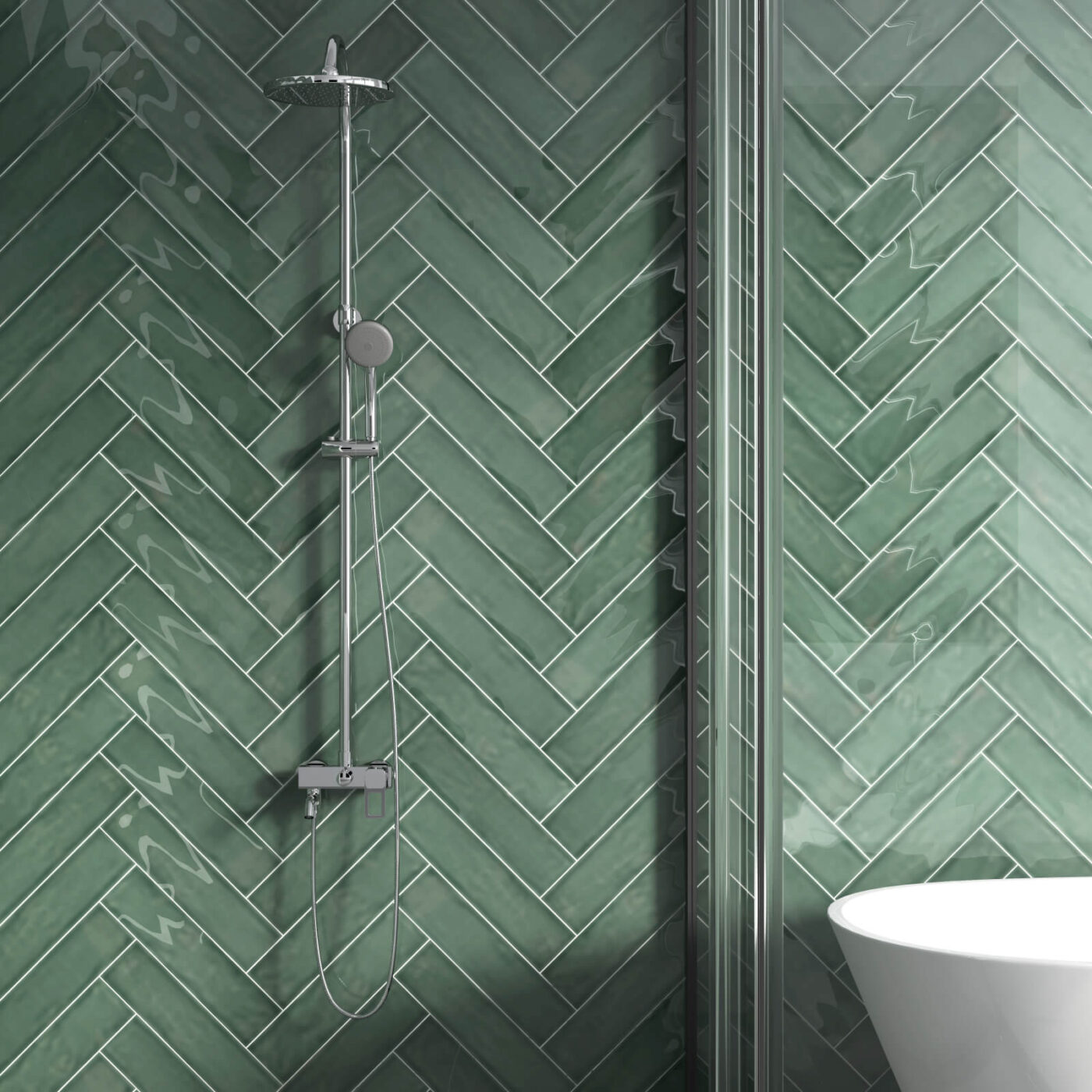 Pure Earth Emerald Decorative Tiles Online - Tile & Floor Bath & Chippenham